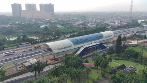 4K footage aerial view of an LRT station... | Stock Video | Pond5