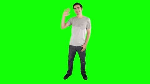 4K Full Body Green Screen Man Hand Sayin... | Stock Video | Pond5