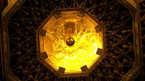 4K, Gold dragon hanging from ceiling ins... | Stock Video | Pond5