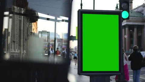 4k Green mockup poster stands and people... | Stock Video | Pond5