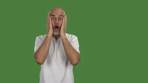 4K green screen video loop man shocked e... | Stock Video | Pond5