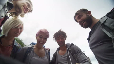 4K Group of friends hiking in the woods ... | Stock Video | Pond5