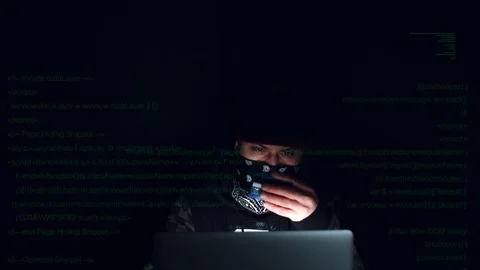 4k Hacker Man on Black Background with C... | Stock Video | Pond5