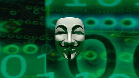 4K hacker mask with binary code loop. CG... | Stock Video | Pond5