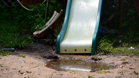 4k handheld summer fun with kids sliding... | Stock Video | Pond5