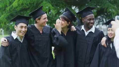 4K Happy students on graduation day posi... | Stock Video | Pond5