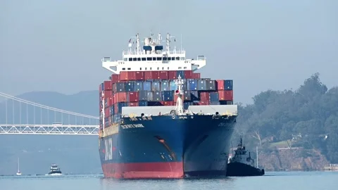4K HD video of cargo ship CMA CGM WHITE ... | Stock Video | Pond5