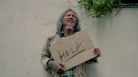 4k, A homeless, long-haired Asian man st... | Stock Video | Pond5