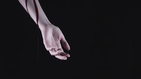 4K Horror Creepy Woman Hand Bleeding aft... | Stock Video | Pond5