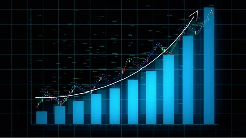4k HUD graph with rising up arrow and ba... | Stock Video | Pond5