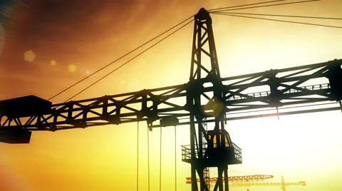4K Huge Construction Cranes in Industria... | Stock Video | Pond5