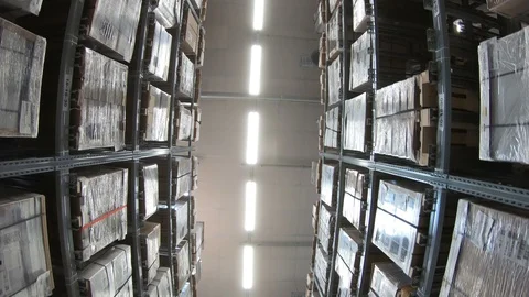 4K Inside a storage warehouse factory | Stock Video | Pond5