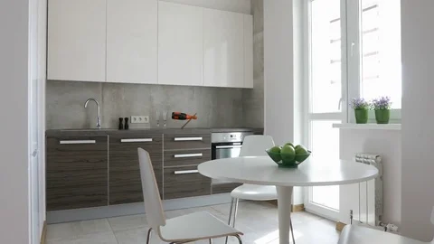 4K. Interior of modern kitchen in scandi... | Stock Video | Pond5