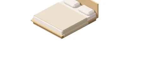 4K isometric animation of bed on white b... | Stock Video | Pond5