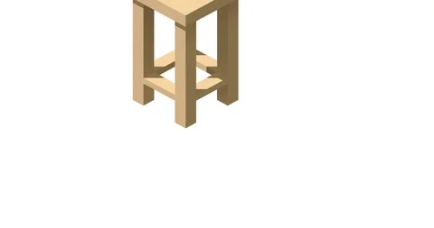 4K isometric animation of timber stool ... | Stock Video | Pond5