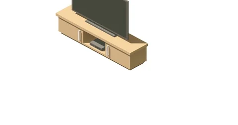 4K isometric animation of TV cabinet on ... | Stock Video | Pond5
