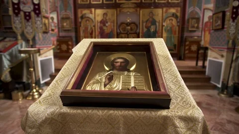 4K, Jesus Christ Icon, The Saints in the... | Stock Video | Pond5