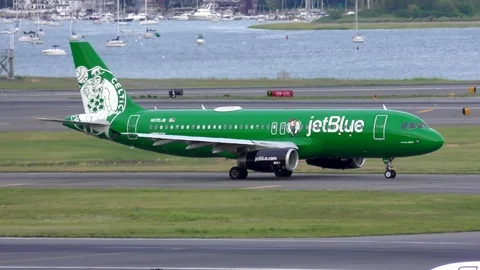 4K JetBlue Airlines NBA Boston Celtics t... | Stock Video | Pond5