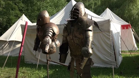 4k Knight's armor at medieval pageant ev... | Stock Video | Pond5