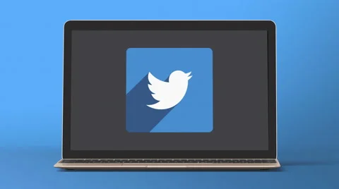 4k - Laptop with twitter icon symbol | Stock Video | Pond5