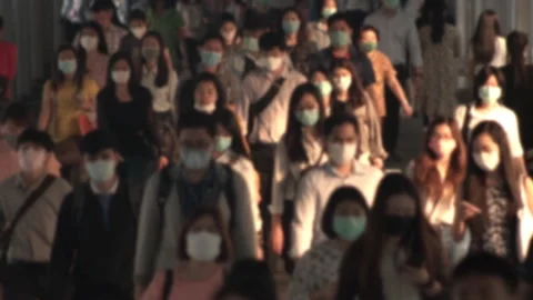 Face Mask Crowd Stock Video Footage | Royalty Free Face Mask Crowd ...