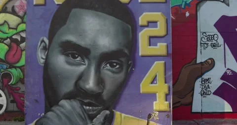 4K large graffiti mural of Kobe Bryant a... | Stock Video | Pond5