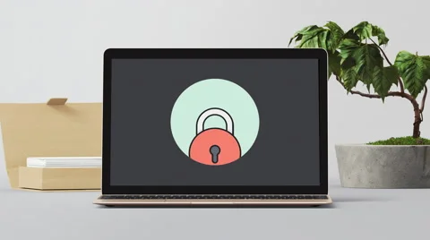 4K - Lock symbol on computer screen | Stock Video | Pond5