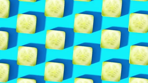 4K Loop Animation of Sliced Cube Cucumbe... | Stock Video | Pond5