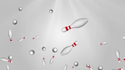 4K Loop Falling bowling pins 3D animatio... | Stock Video | Pond5