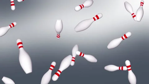 4K Loop Falling bowling pins 3D animatio... | Stock Video | Pond5