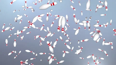4K Loop Falling bowling pins 3D animatio... | Stock Video | Pond5