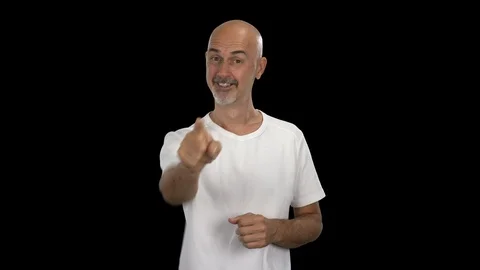 4k loop smiling man on green screen poin... | Stock Video | Pond5
