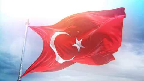 a 4K looping Turkish flag on a pole wavi... | Stock Video | Pond5