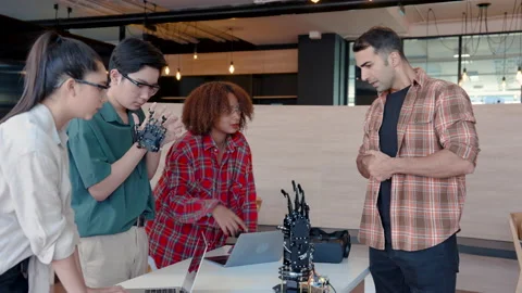 4K, male teacher is teaching students at... | Stock Video | Pond5