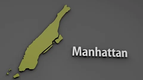 4K Manhattan Map Shape with Matte 3D Ani... | Stock Video | Pond5