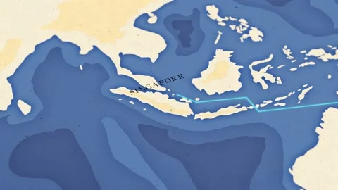 4K Map Animation Of Sun Cable Project Au... | Stock Video | Pond5