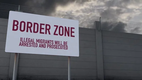 4K Massive Fence and Border Zone Sign un... | Stock Video | Pond5