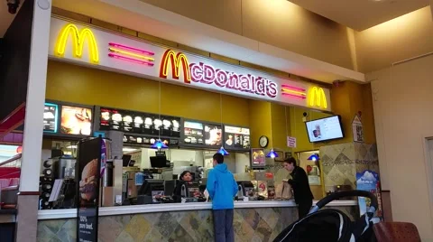 4K McDonalds fast food counter, mall foo... | Stock Video | Pond5