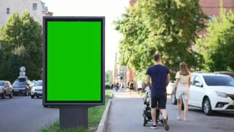 4k Mockup billboard stands and people wa... | Stock Video | Pond5