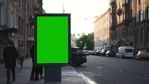 4k Mockup billboard stands, people walk ... | Stock Video | Pond5