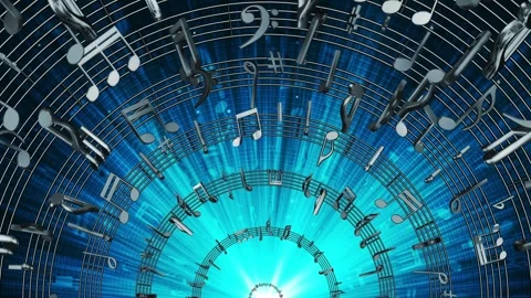 4K Music Notes Blue Loop Background | Stock Video | Pond5