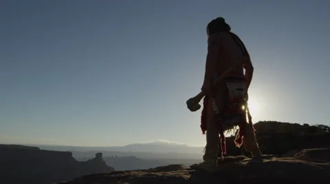 4K Native American Stands in Sunset Cany... | Stock Video | Pond5