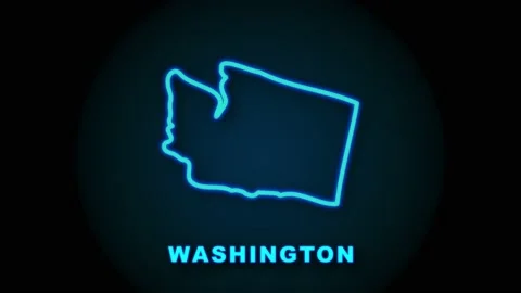 4K Neon lights of Washington state map. ... | Stock Video | Pond5