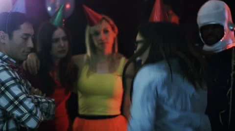 4K Nerdy girl standing out from the crow... | Stock Video | Pond5