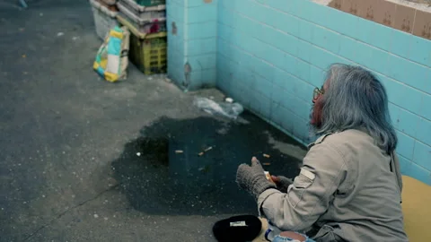 4k, An old Asian man, a homeless man dre... | Stock Video | Pond5