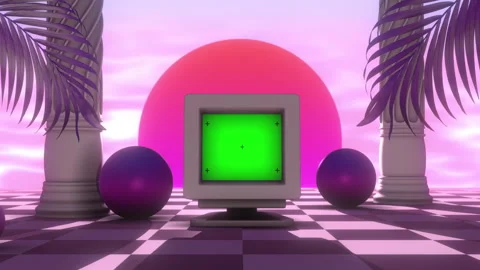 4K old CRT computer monitor with green s... | Stock Video | Pond5