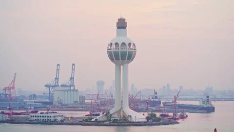 4k, panoramic aerial view of the port an... | Stock Video | Pond5