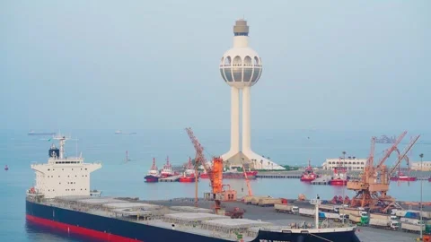 4k, panoramic aerial view of the port an... | Stock Video | Pond5