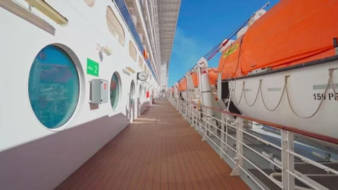 4k, panoramic view of cruise ship deck a... | Stock Video | Pond5