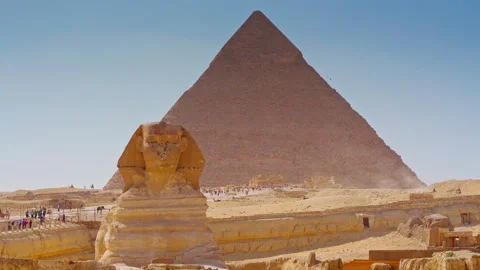4k, panoramic view of Great Sphinx and G... | Stock Video | Pond5
